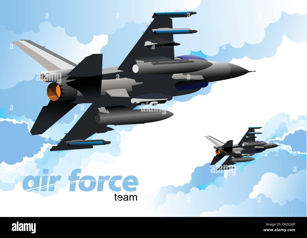 Combat aircraft. Team. Colored vector illustration for designers Stock ...