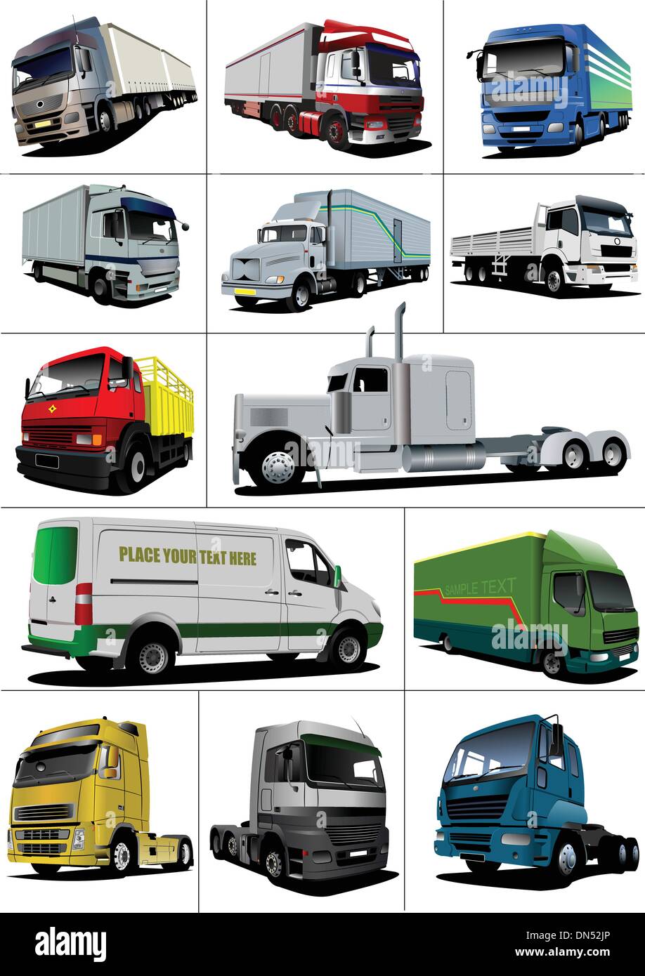 Big set of Vector illustration of trucks. Lorry Stock Vector Image ...