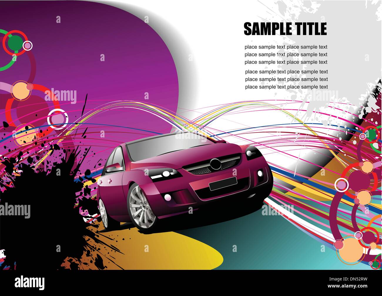 Abstract grunge composition with car image. Vector illustration Stock ...