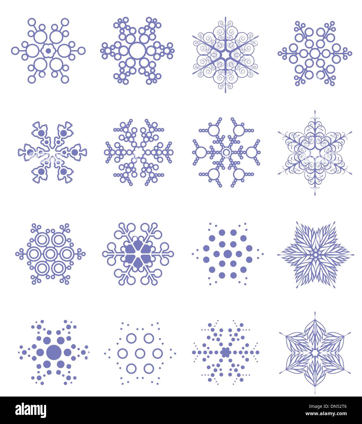 Sixteen snowflakes as winter design element. Vector illustration Stock ...