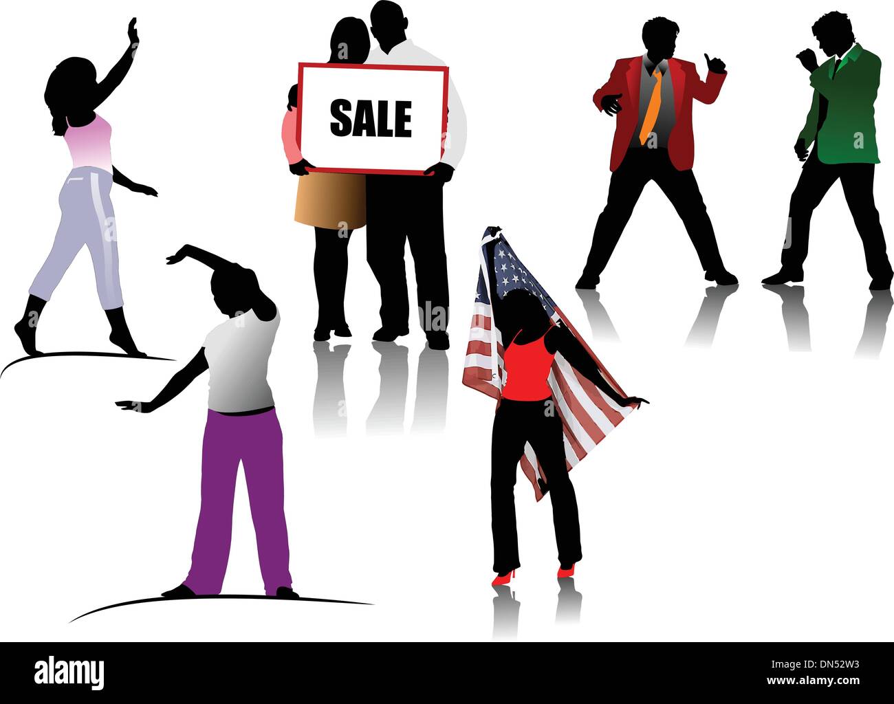 Colored people silhouettes. Vector illustration Stock Vector Image ...
