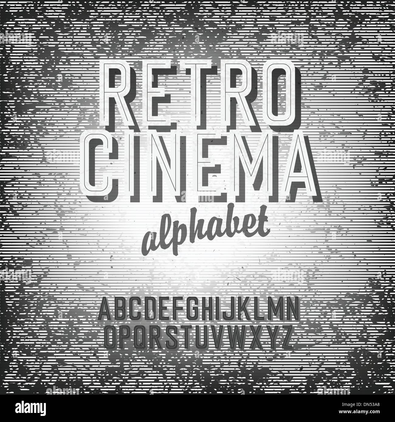 Old cinema styled alphabet. With textured background, vector, EP Stock ...