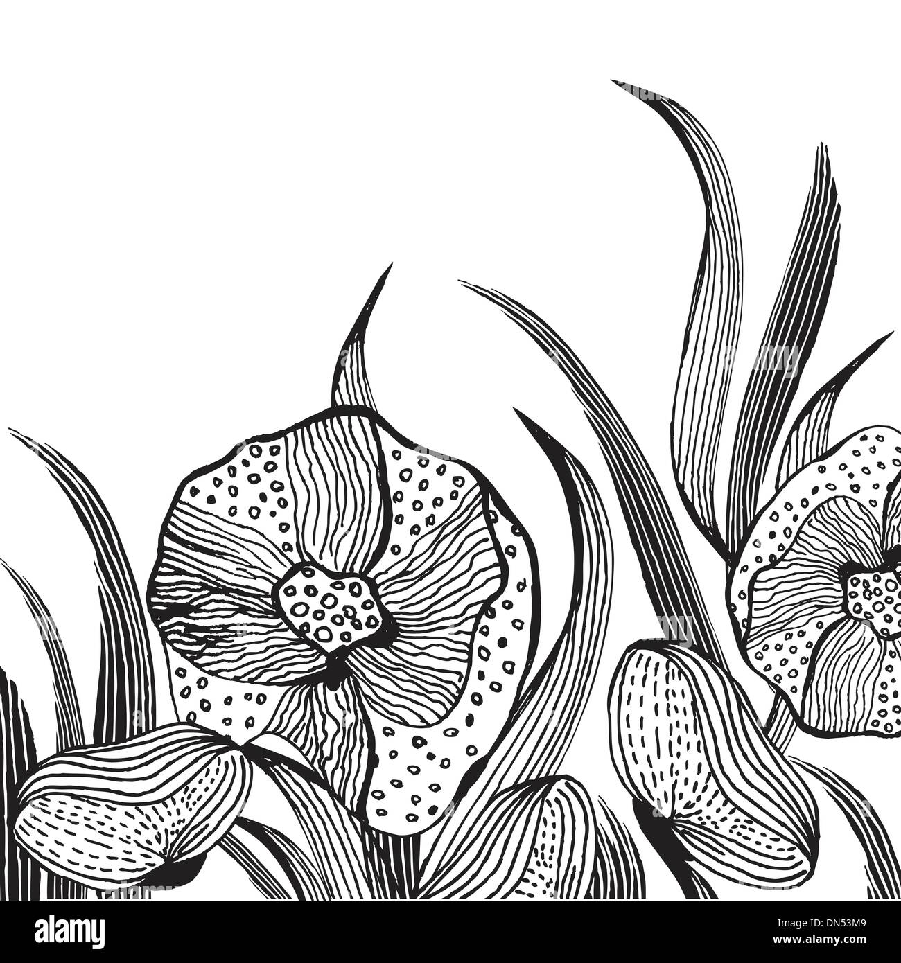 Vintage Card With Hand Drawn Flowers Stock Vector Image And Art Alamy 