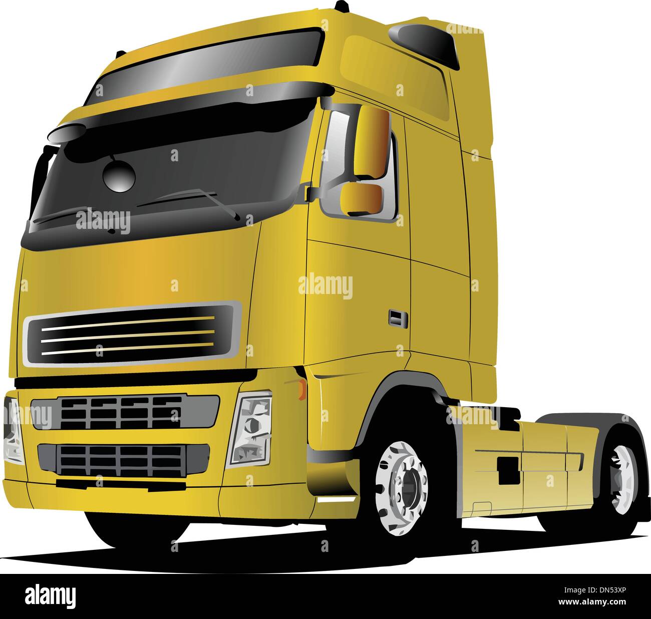 Yellow truck on the road. Vector illustration Stock Vector Image & Art ...