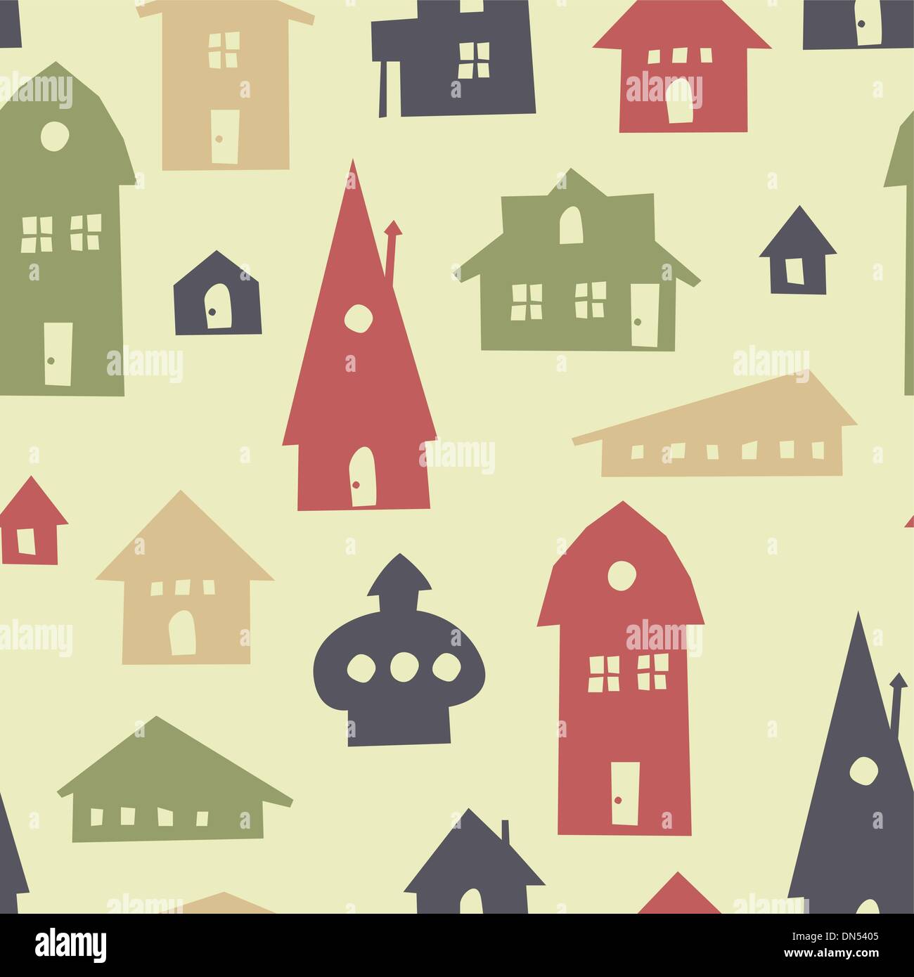 Different shapes houses seamless pattern. Vector Stock Vector Image ...