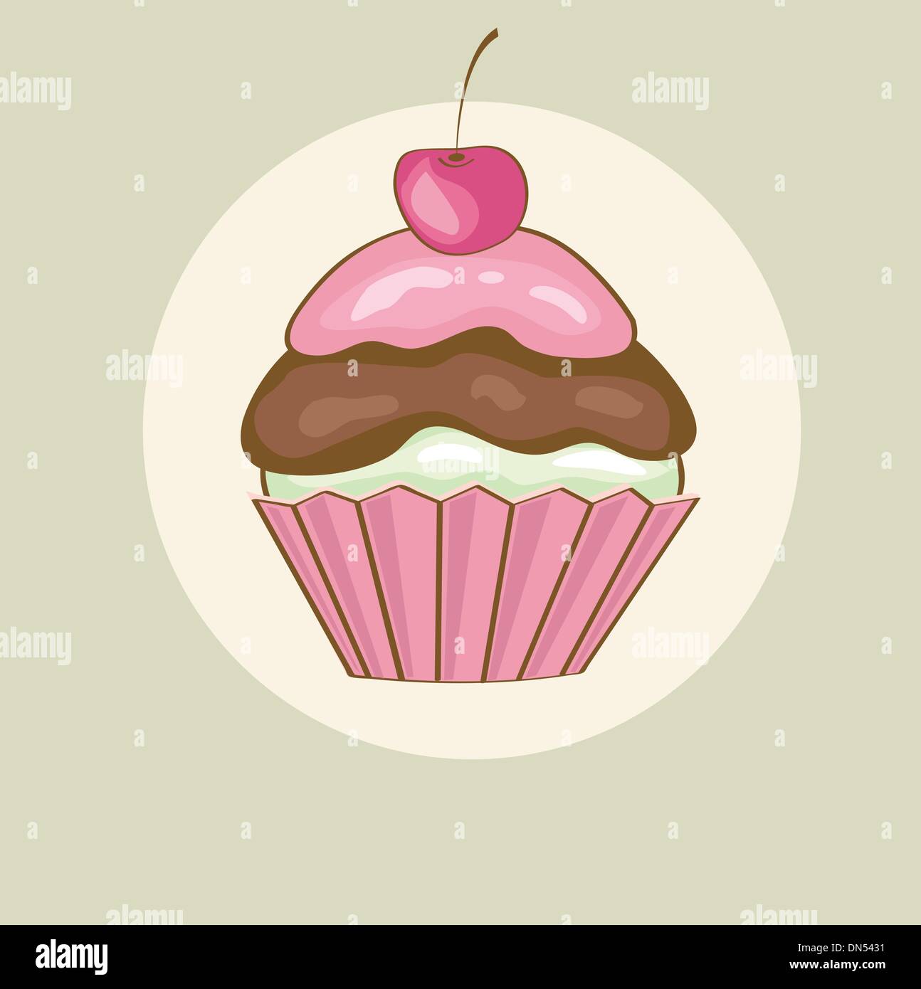 Birthday card with cherry cupcake Stock Vector Image & Art - Alamy