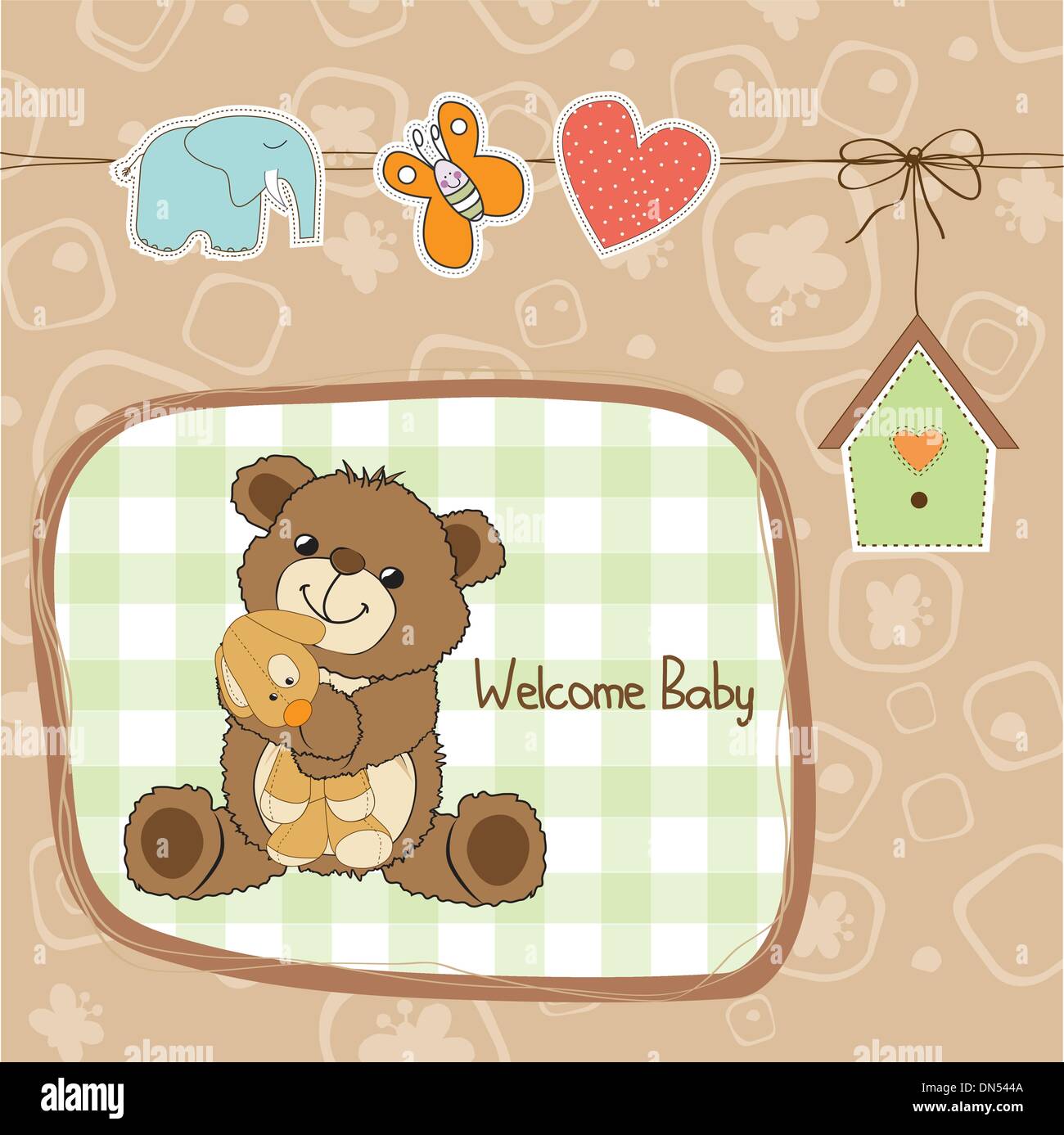 baby shower card with teddy bear toy Stock Vector Image & Art - Alamy