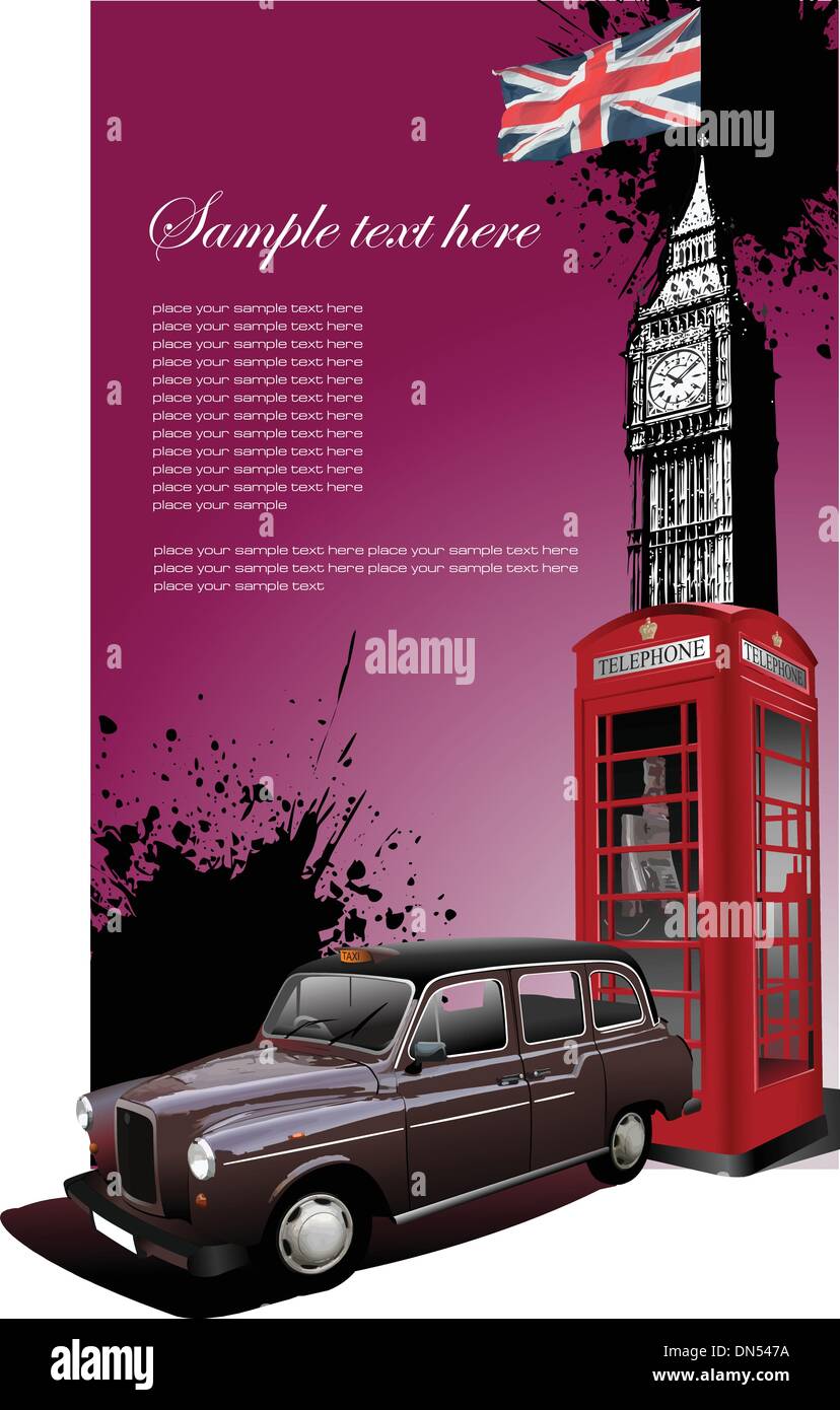 London background with taxicab. Vector illustration Stock Vector Image ...
