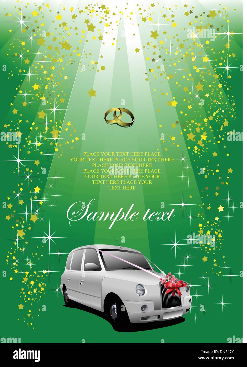 Wedding white car on green background. Vector illustration Stock Vector ...