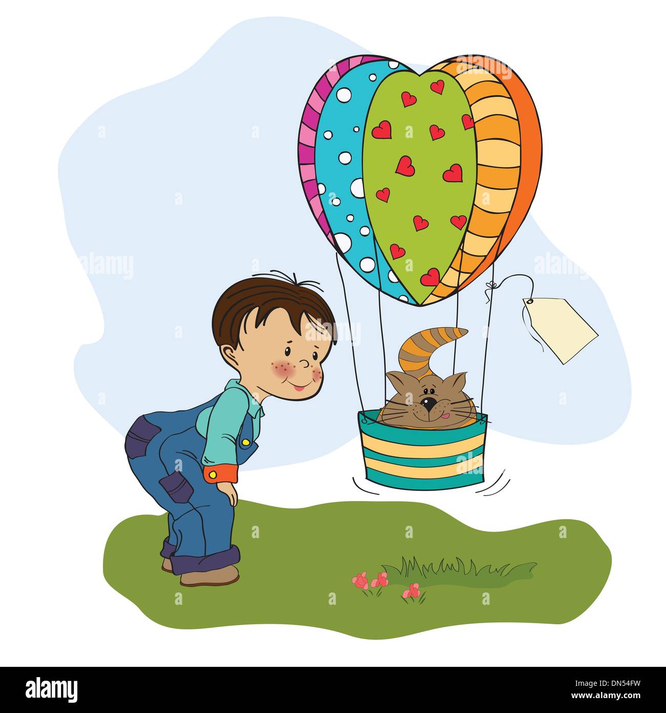 little boy and his flying cat Stock Vector Image & Art - Alamy