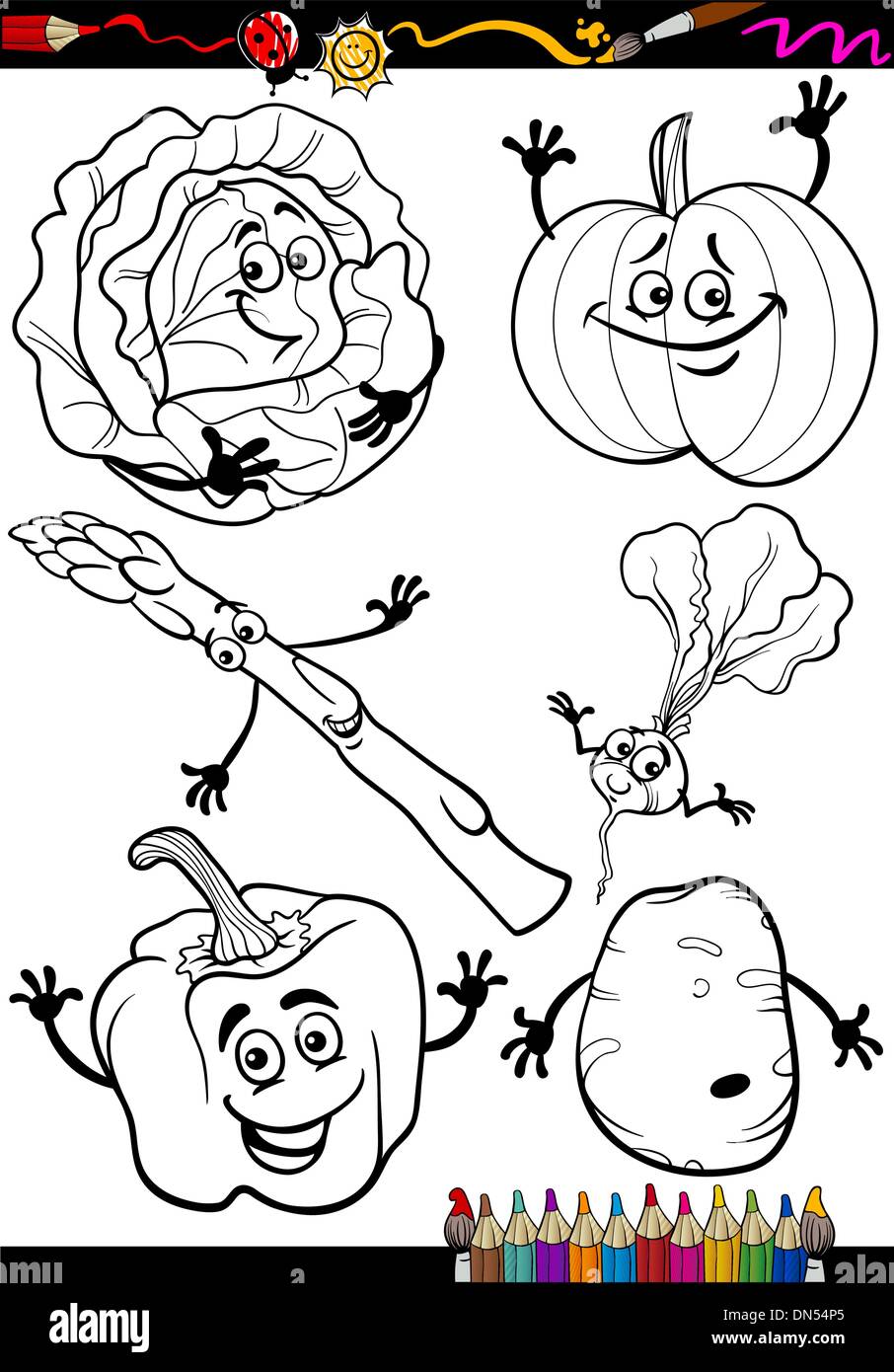 Cartoon vegetables coloring book hi-res stock photography and images ...