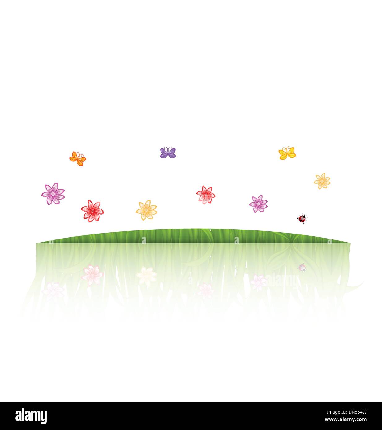 Green grass with flower isolated on white background Stock Vector Image ...