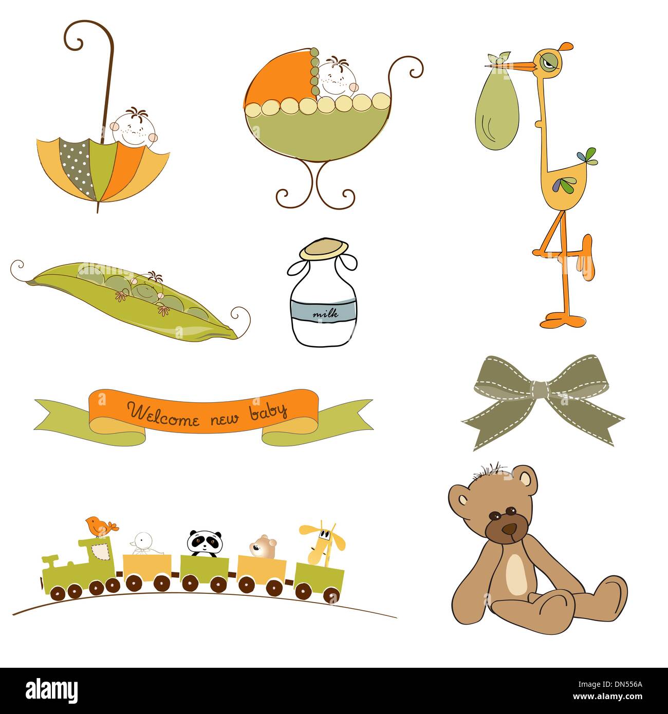 Cartoon baby boy items collection Stock Vector Images - Alamy