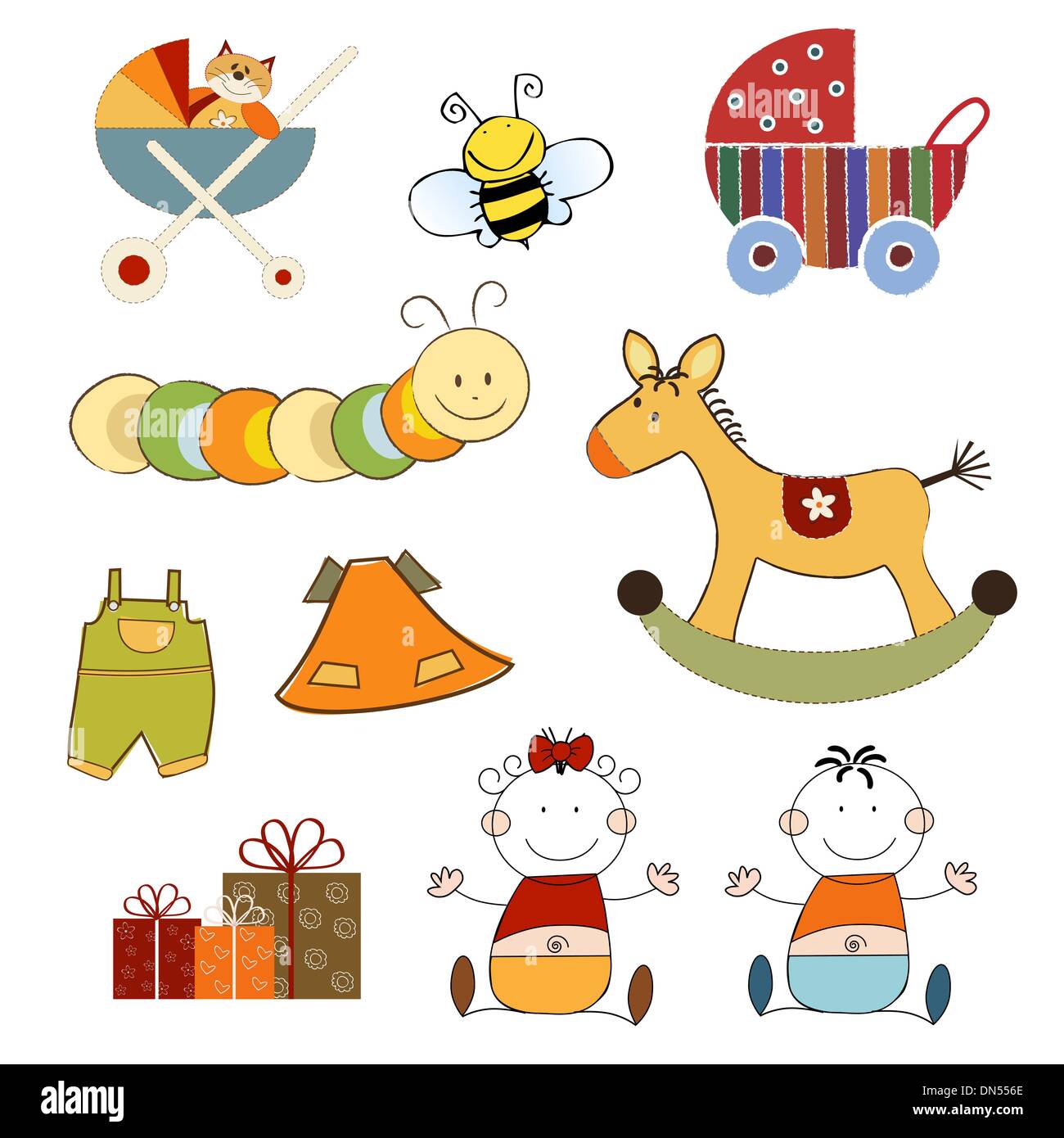 new baby items set isolated on white background Stock Vector Image ...