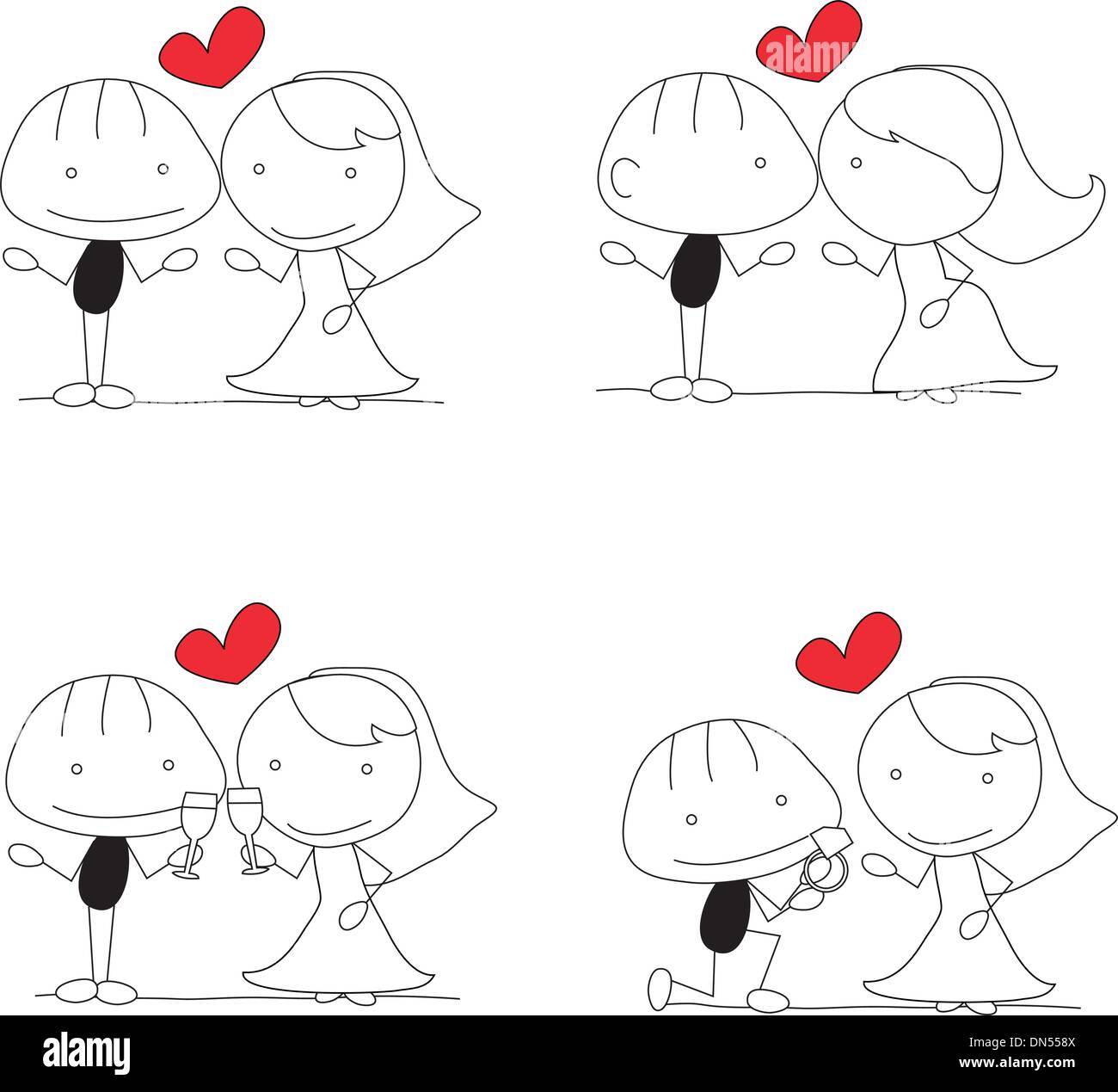 Stick man woman heart Stock Vector Images - Alamy