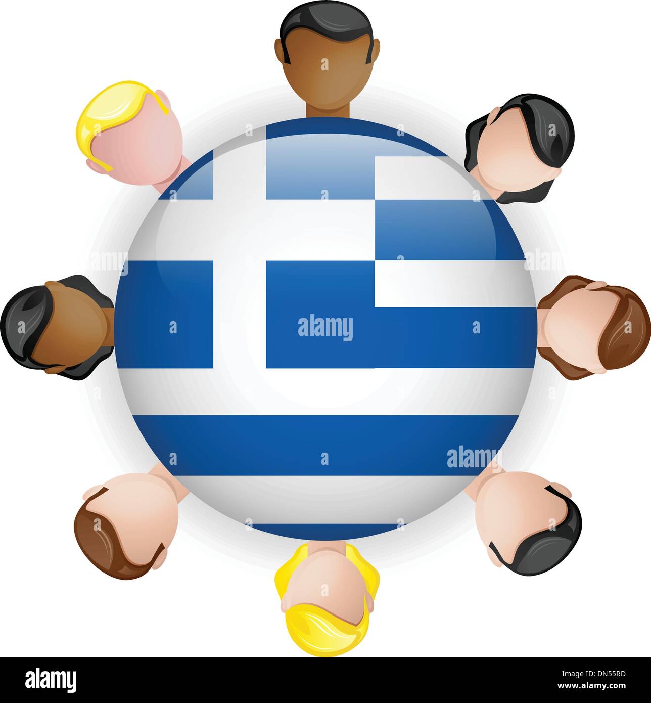 Greece Flag Button Teamwork People Group Stock Vector Image & Art - Alamy