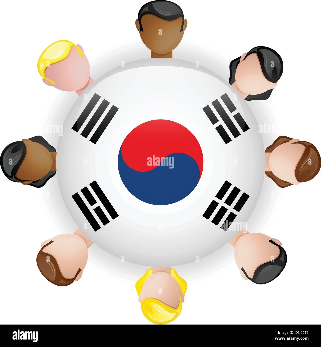 South Korea Flag Button Teamwork People Group Stock Vector Image & Art ...