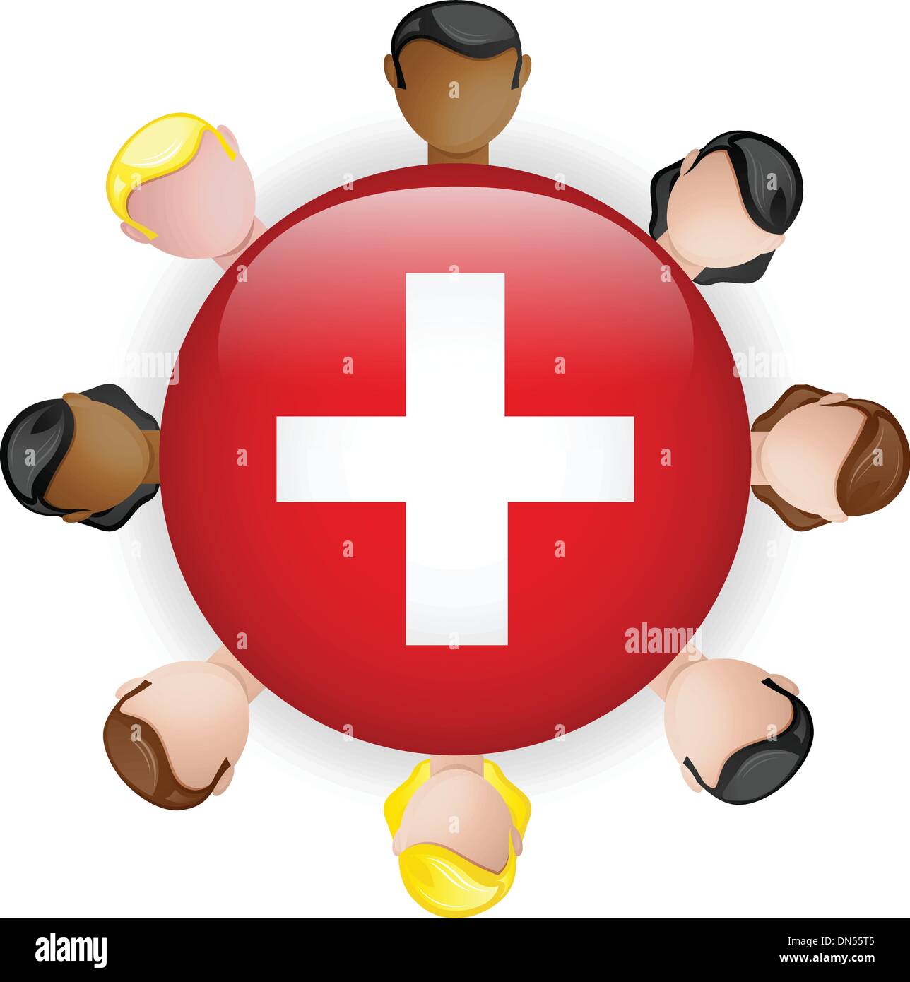Switzerland Flag Button Teamwork People Group Stock Vector Image & Art ...
