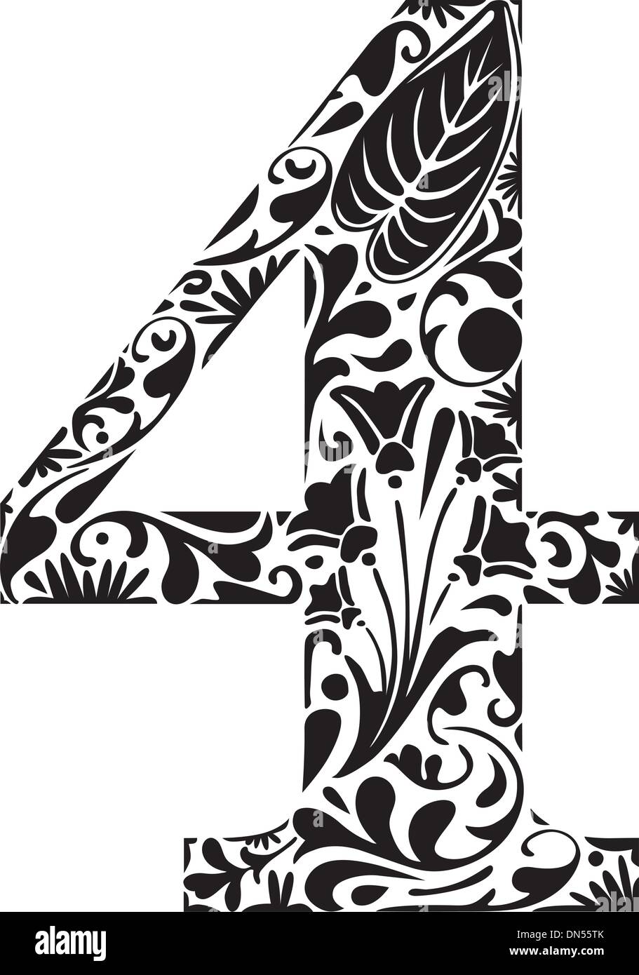 Black number four Stock Vector Images - Alamy