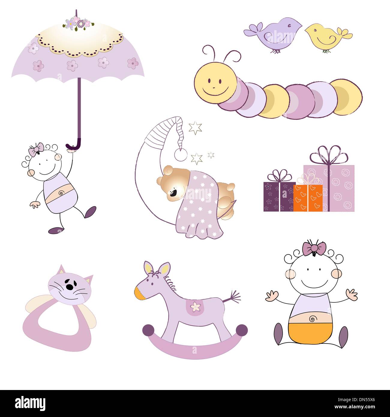 Cartoon baby girl items collection hi-res stock photography and images ...