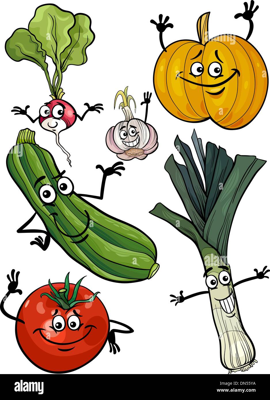 vegetables cartoon illustration set Stock Vector Image & Art - Alamy