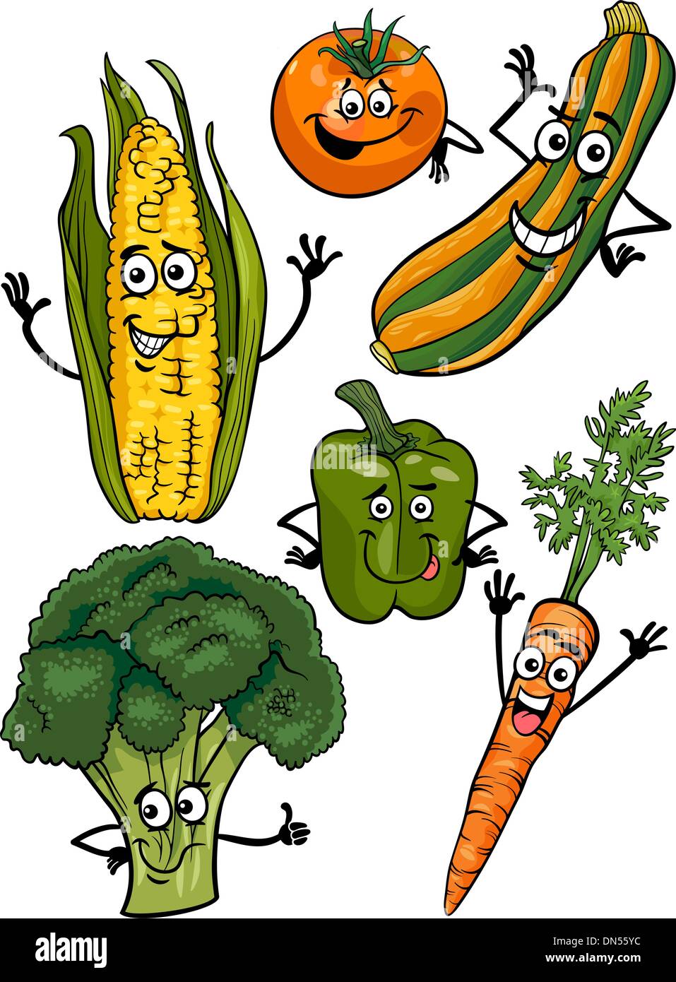 vegetables cartoon illustration set Stock Vector Image & Art - Alamy
