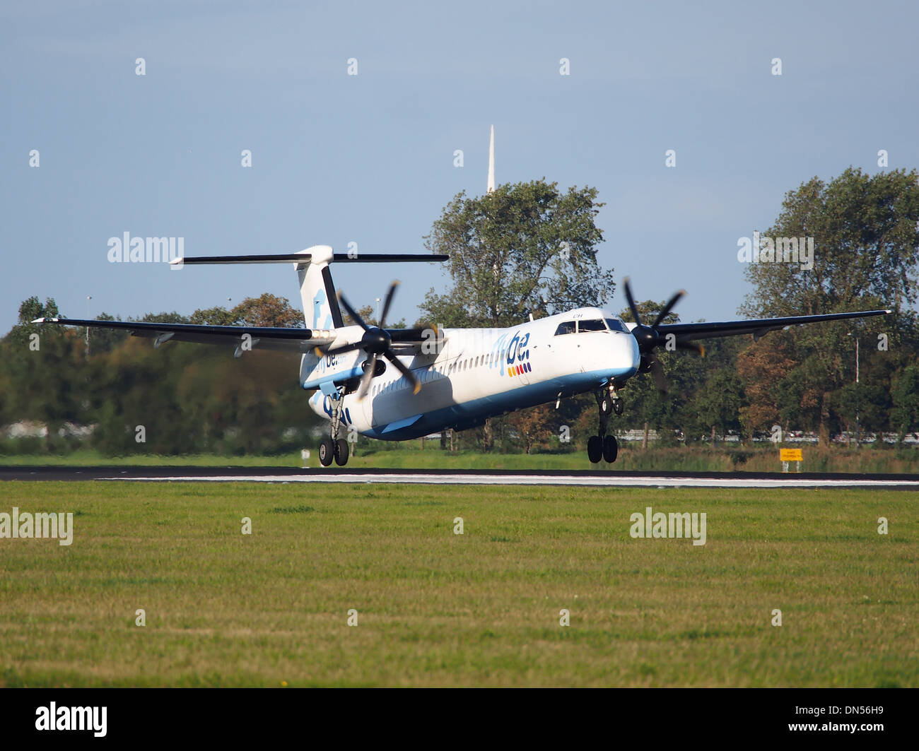 G-JECH, a Flybe De Havilland Canada DHC-8-402Q Dash 8 aircraft, is seen ...