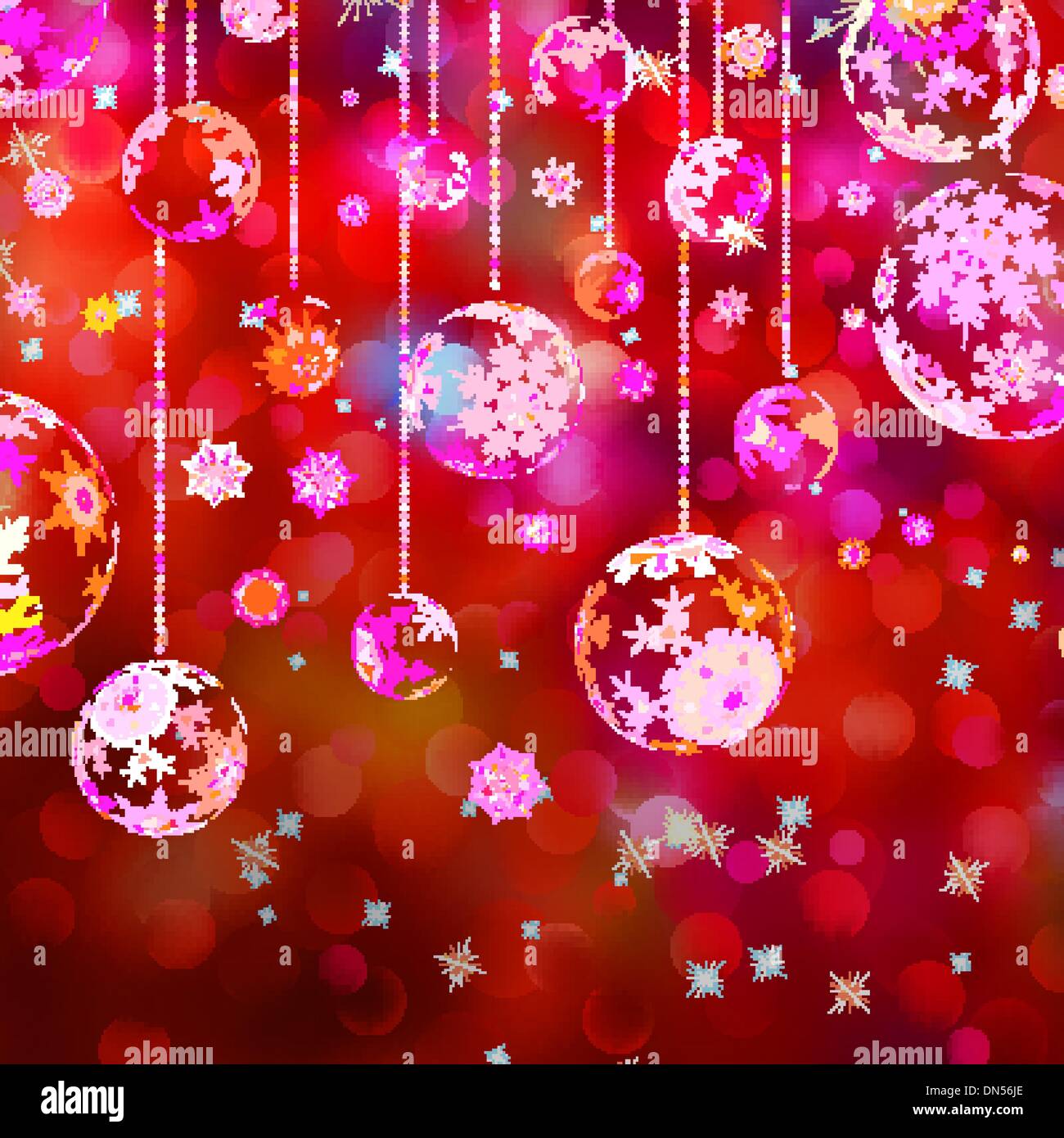 Christmas ornaments on red Stock Vector Images - Alamy