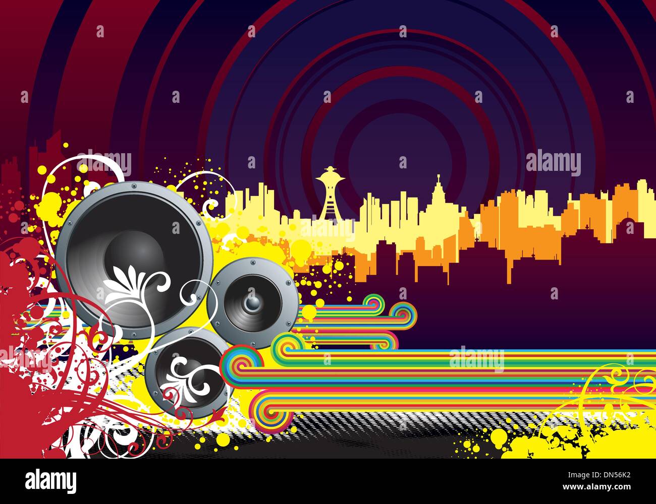Music background dj city vector hi-res stock photography and images - Alamy
