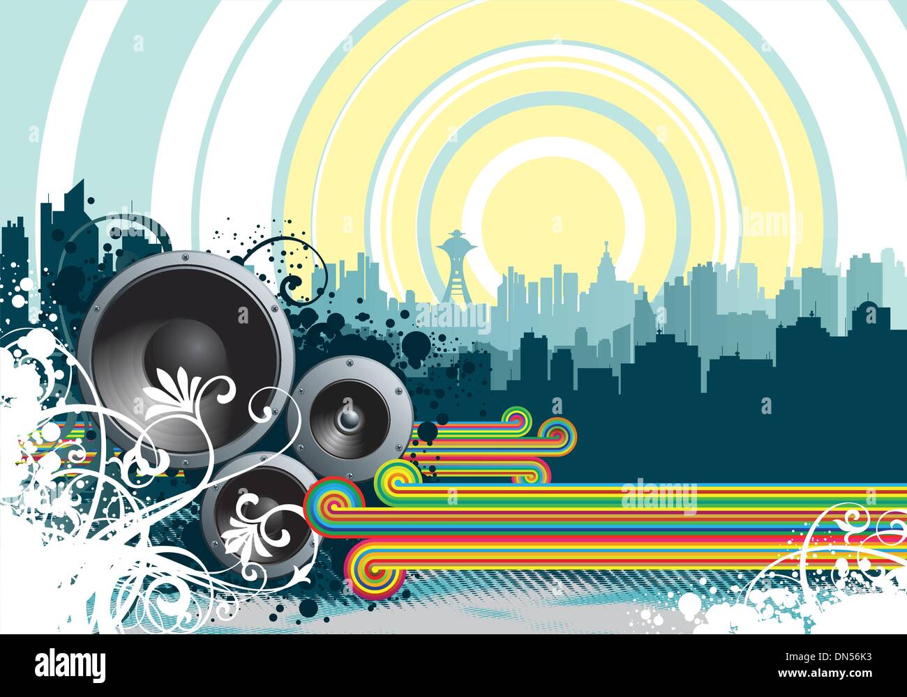 Music background dj city vector hi-res stock photography and images - Alamy