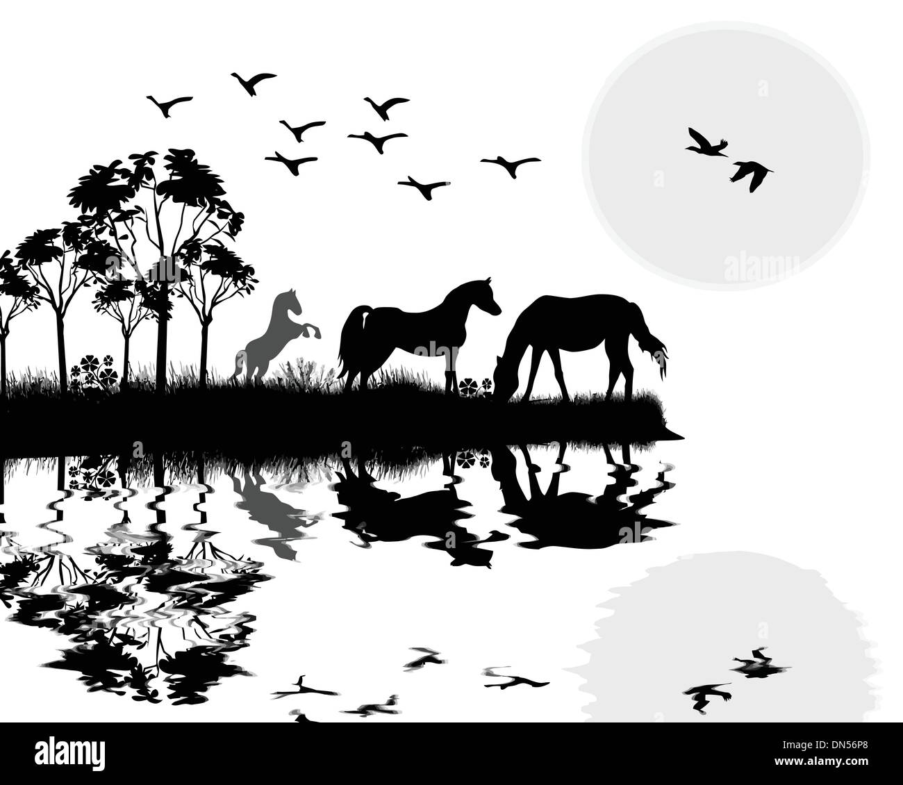 River landscape on background Stock Vector Images - Alamy