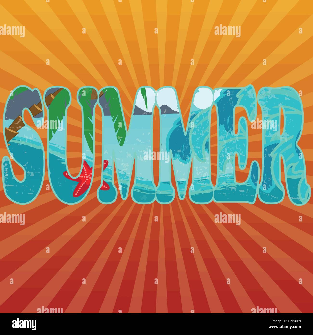 Summer tropical sunset on palm Stock Vector Images - Alamy