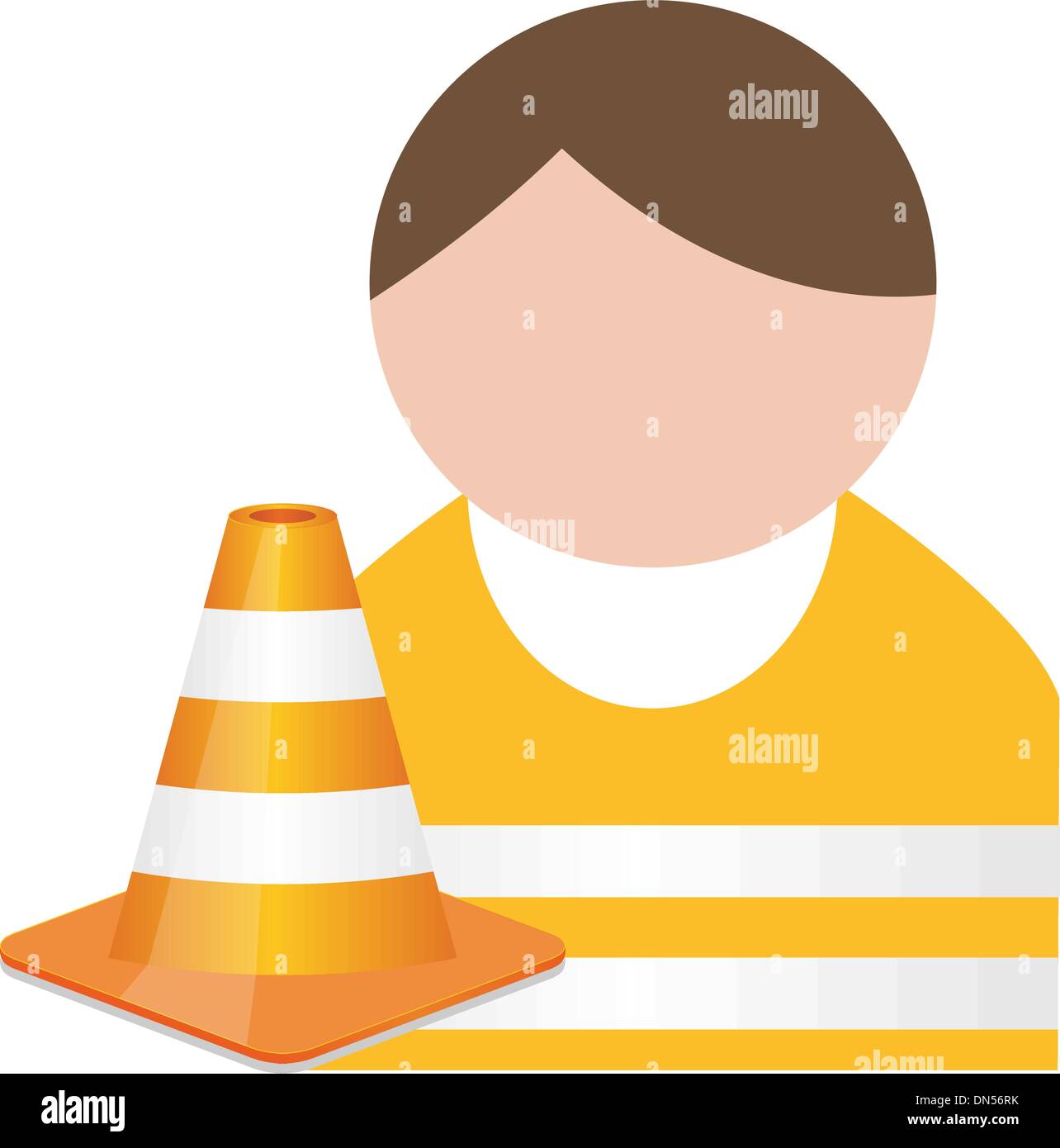 Buddy in orange safety vest with traffic cone Stock Vector Image & Art ...