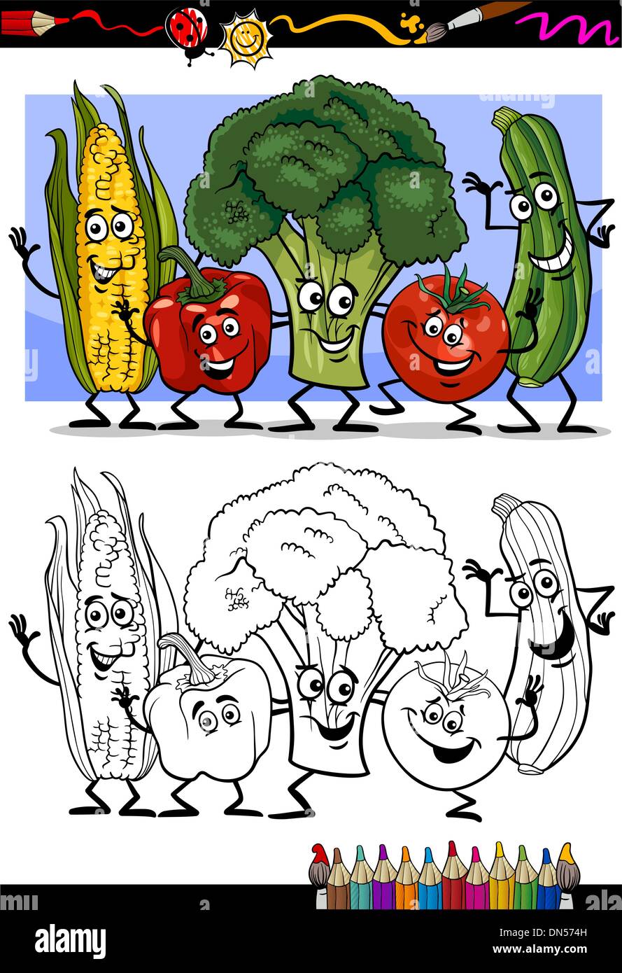 Zucchini vegetable cartoon coloring book hi-res stock photography and ...