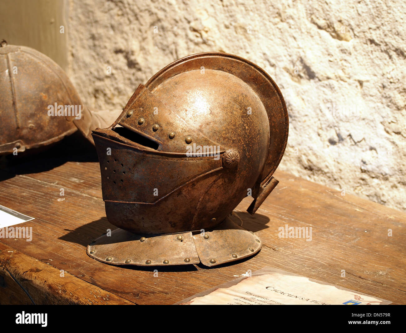 This medieval helmet is displayed at the donjon of the Château de ...