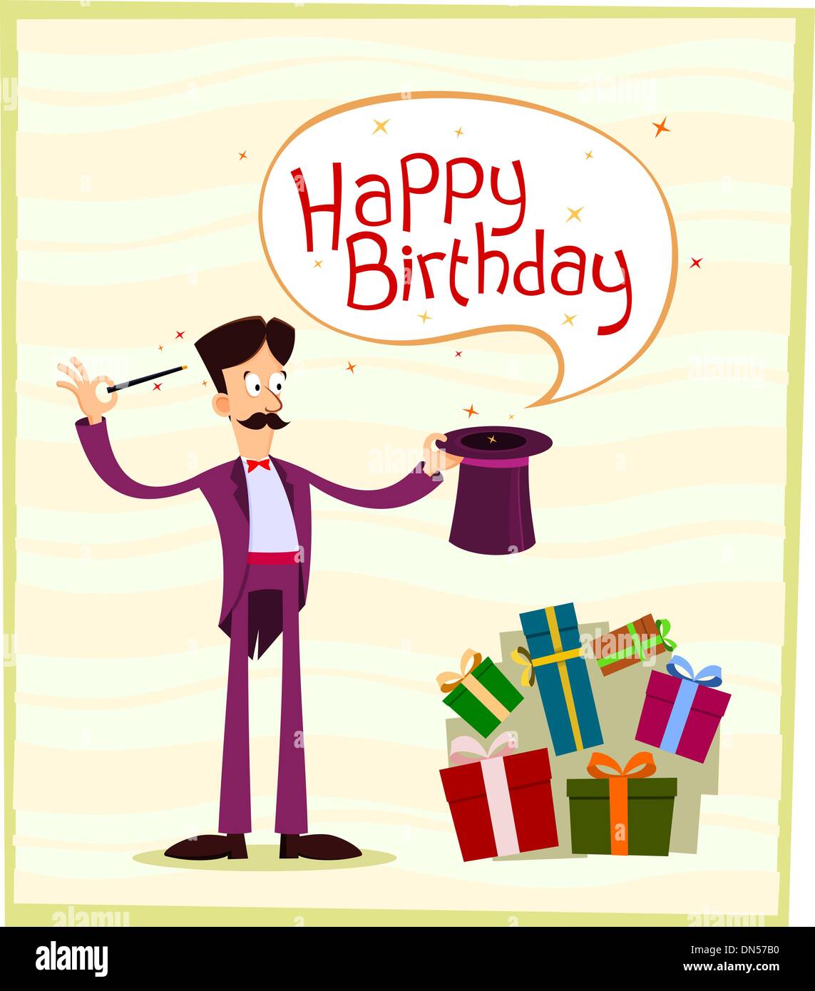 magician birthday greeting Stock Vector Image & Art - Alamy