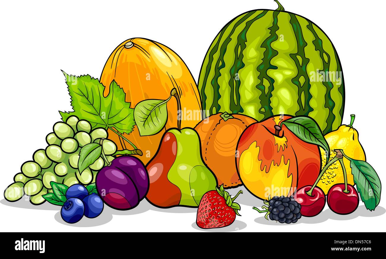fruits group cartoon illustration Stock Vector Image & Art - Alamy