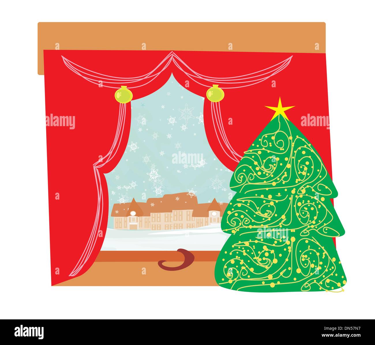 Cat window winter Stock Vector Images - Alamy