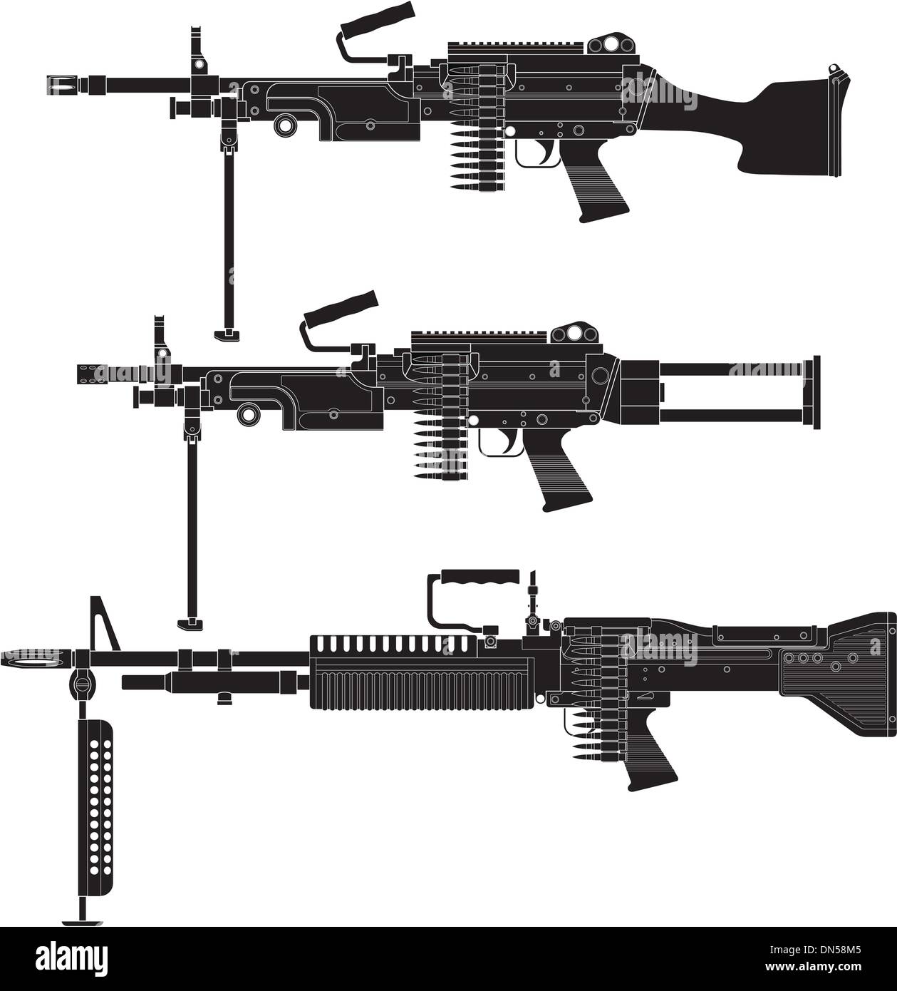 Silhouette machine gun Stock Vector Images - Alamy
