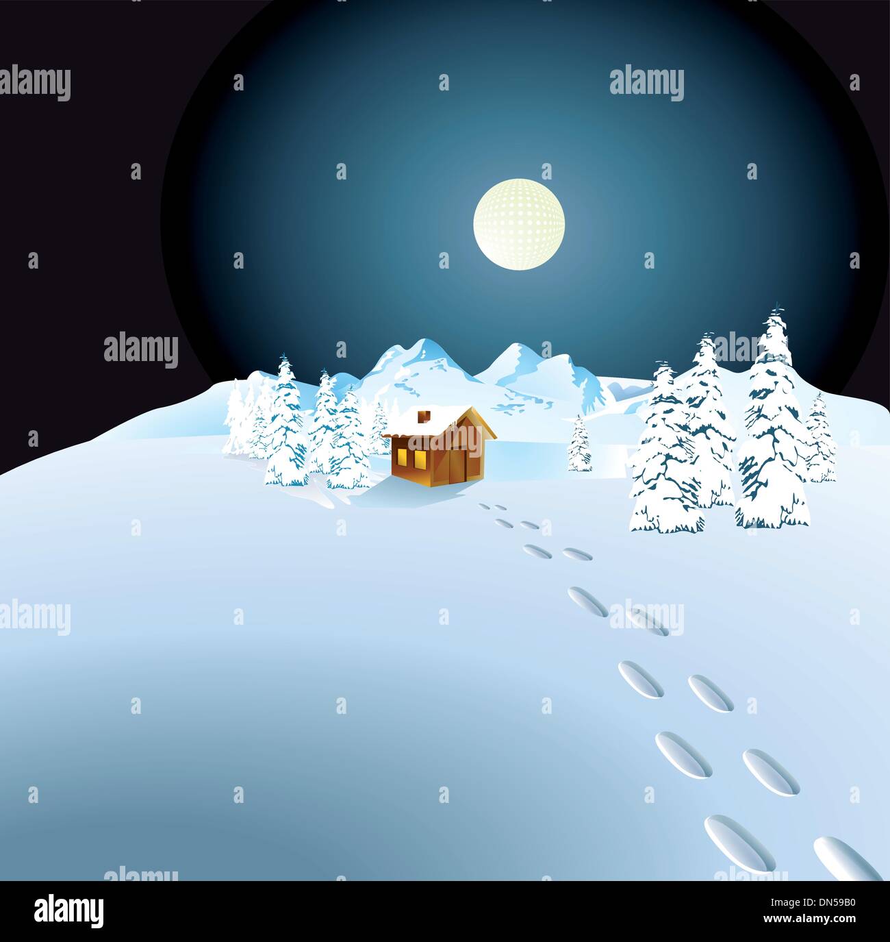 Christmas landscape in mountains snow Stock Vector Images - Alamy