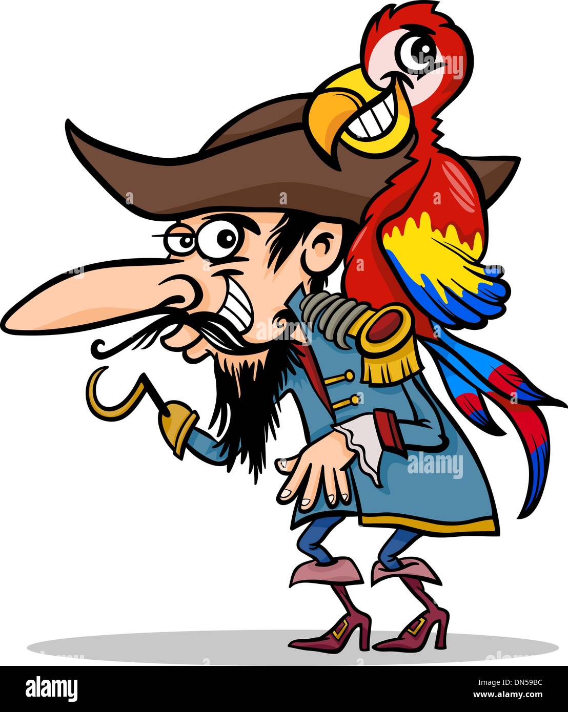 pirate with parrot cartoon illustration Stock Vector Image & Art - Alamy