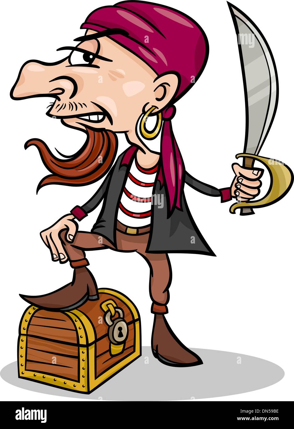 pirate with treasure cartoon illustration Stock Vector Image & Art - Alamy