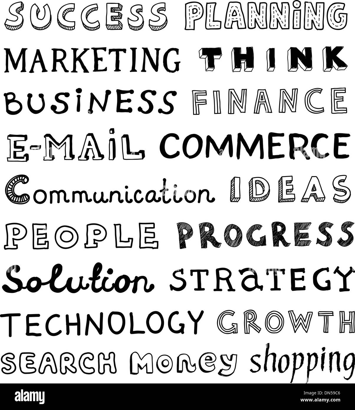 Hand drawn business words Stock Vector Image & Art - Alamy