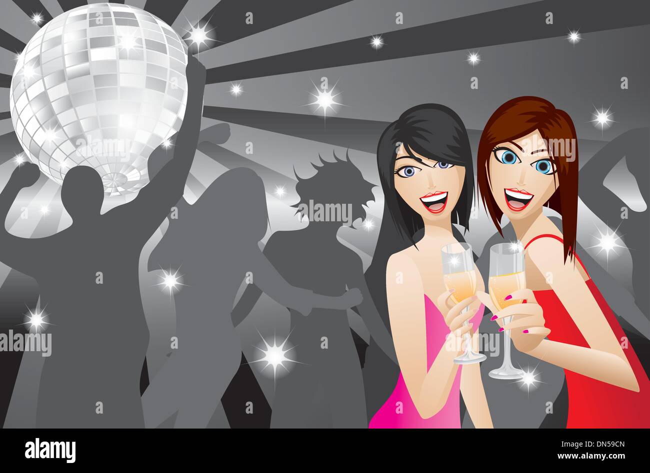 Women in a night club Stock Vector Images - Alamy