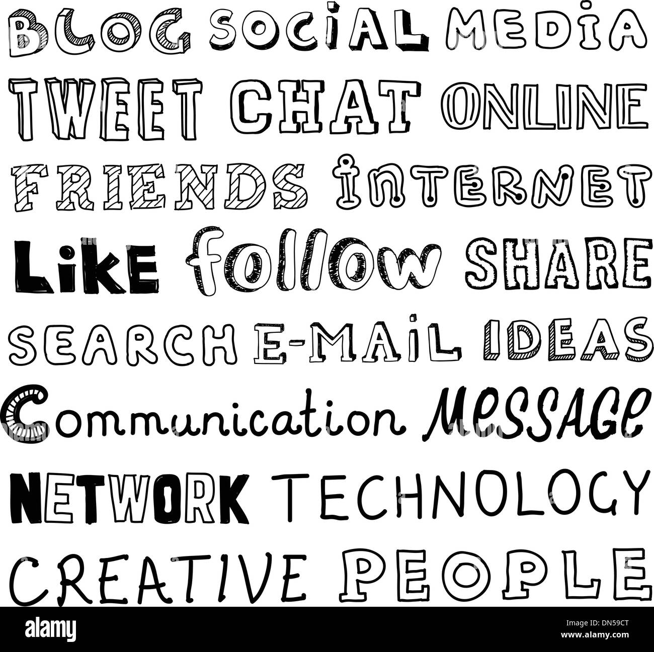 Social media vector sketch text Stock Vector Image & Art - Alamy