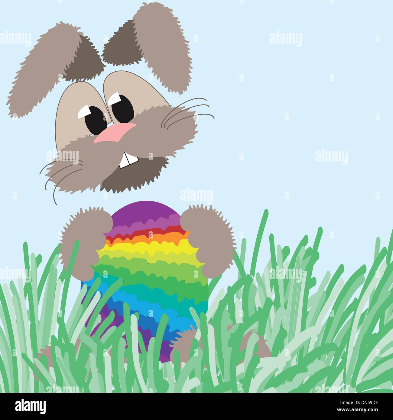 happy fluffy bunny and easter rainbow egg Stock Vector Image & Art - Alamy
