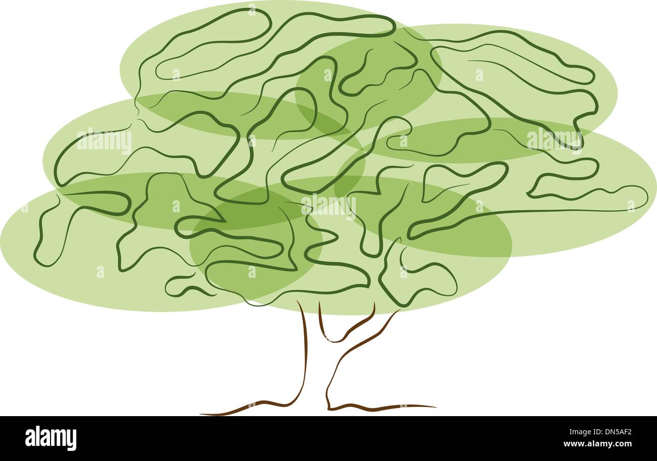 stylized tree silhouette isolated on white background Stock Vector ...