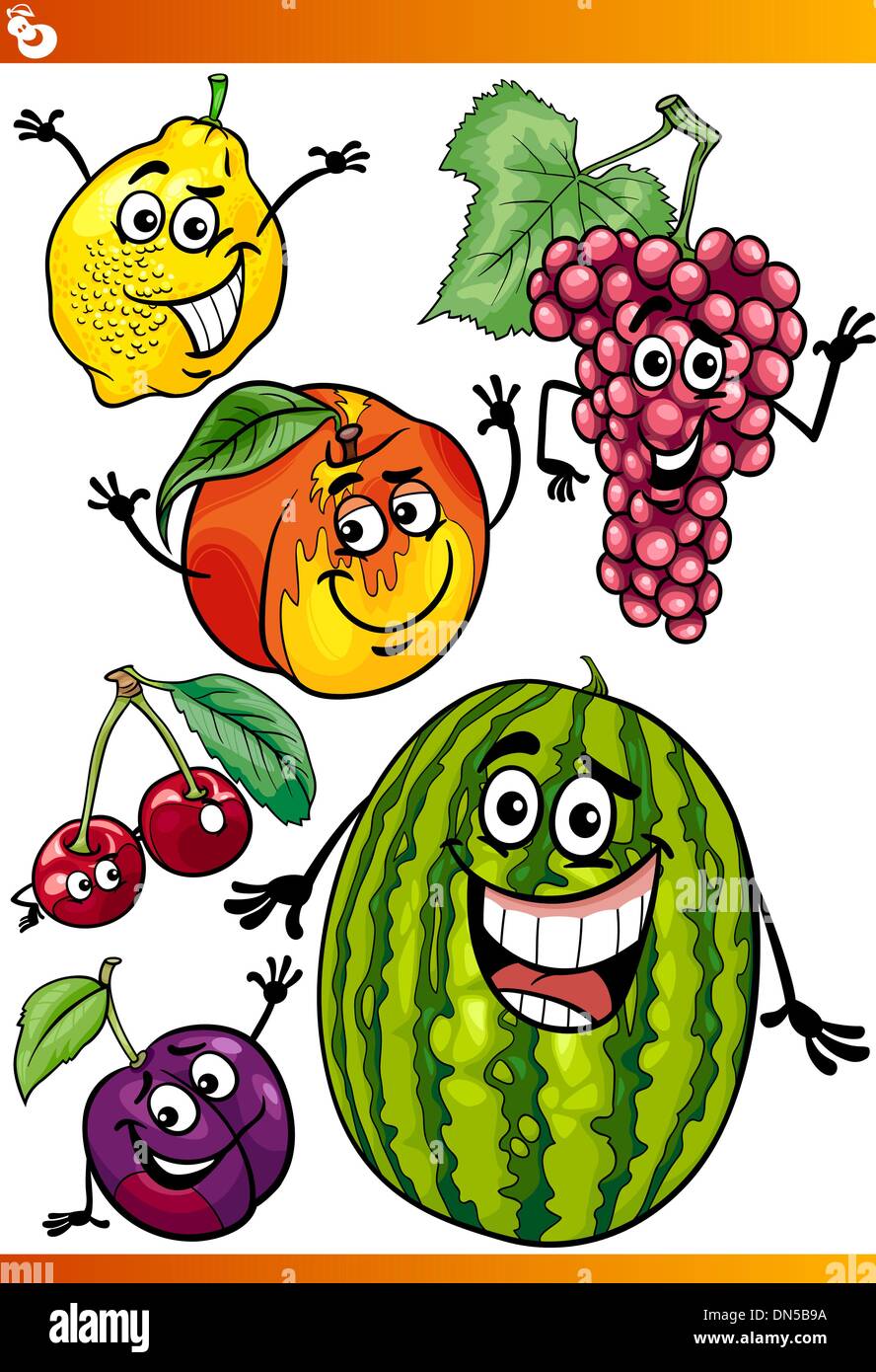 funny fruits cartoon illustration set Stock Vector Image & Art - Alamy