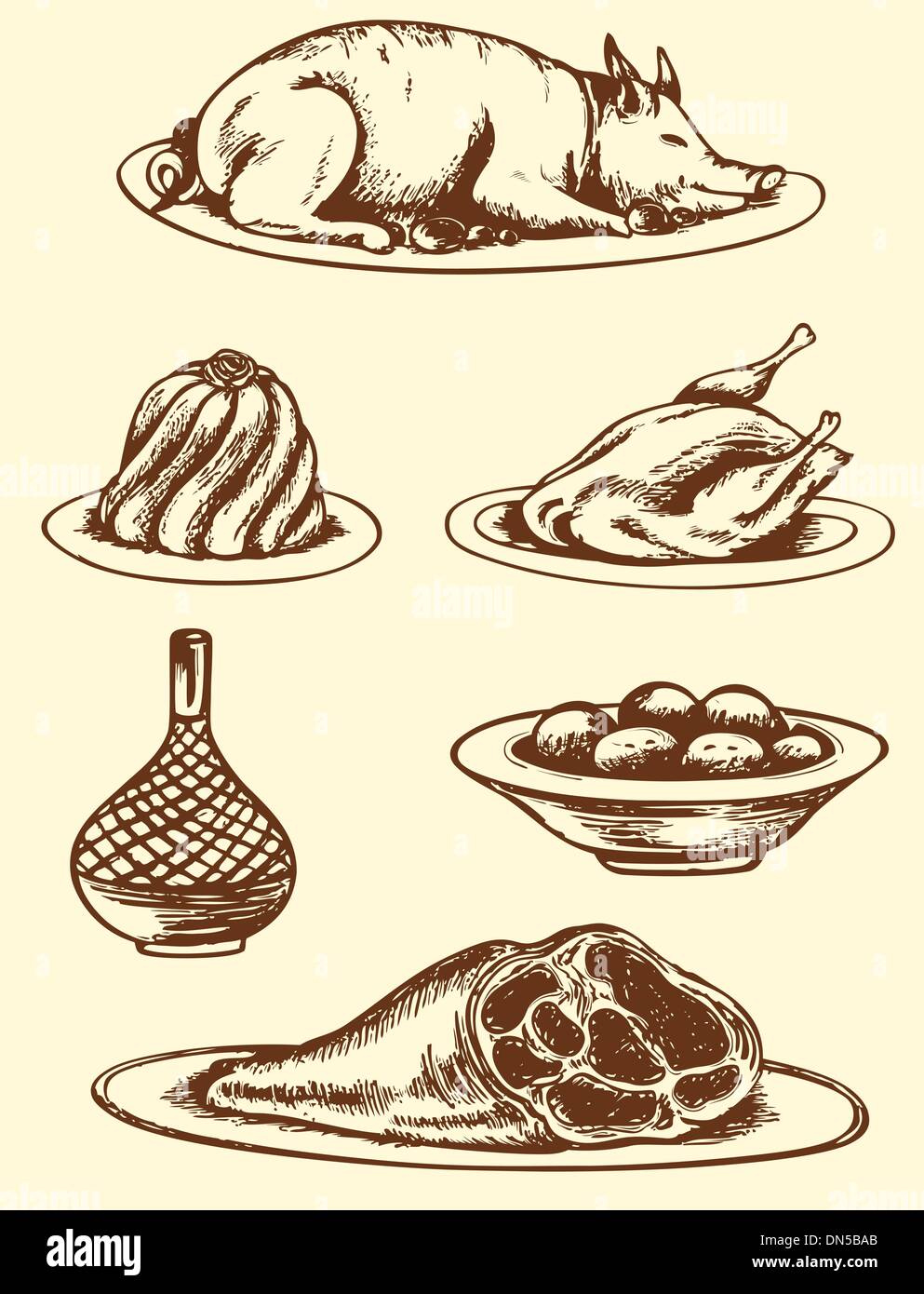 Hand drawn meat vintage Stock Vector Images - Alamy