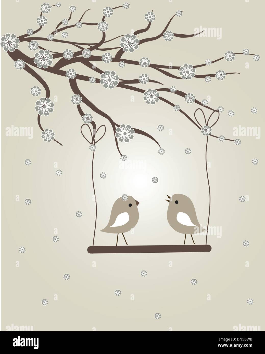 Vector cute floral spring birds illustration Stock Vector Image & Art ...